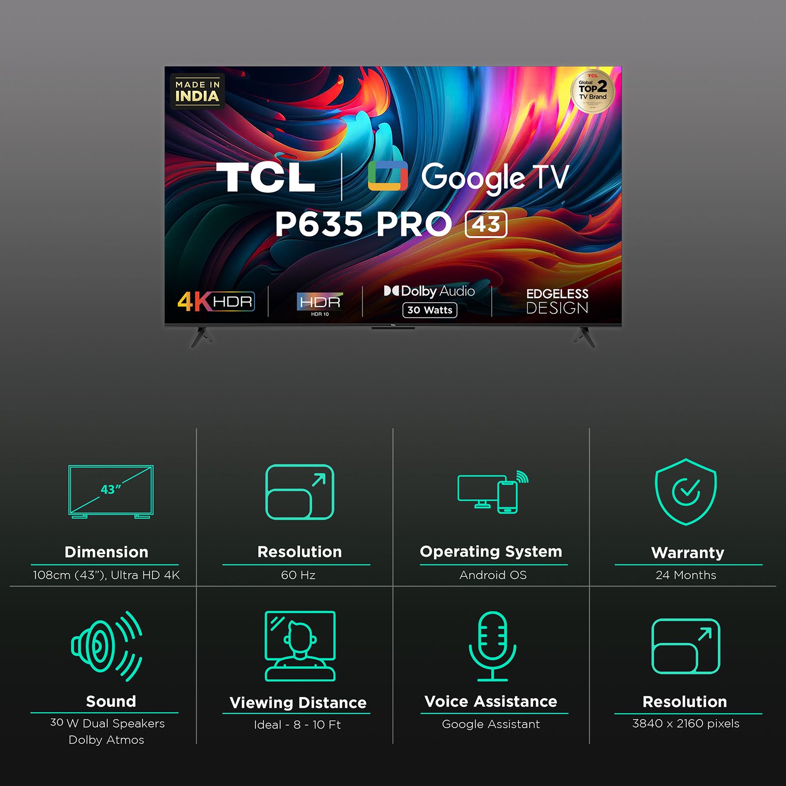 Buy TCL P635 Pro 108 cm (43 inch) 4K Ultra HD LED Google TV with Dolby ... Buy TCL P635 Pro 108 cm (43 inch) 4K Ultra HD LED Google TV with Dolby ...